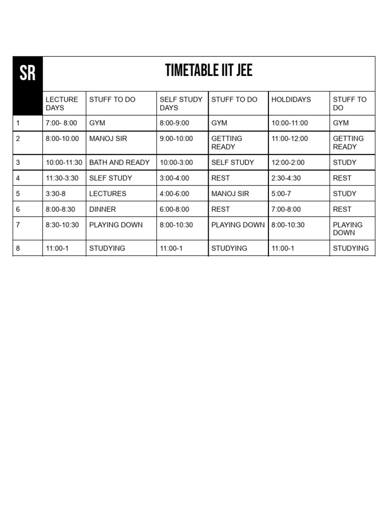 Timetable | PDF