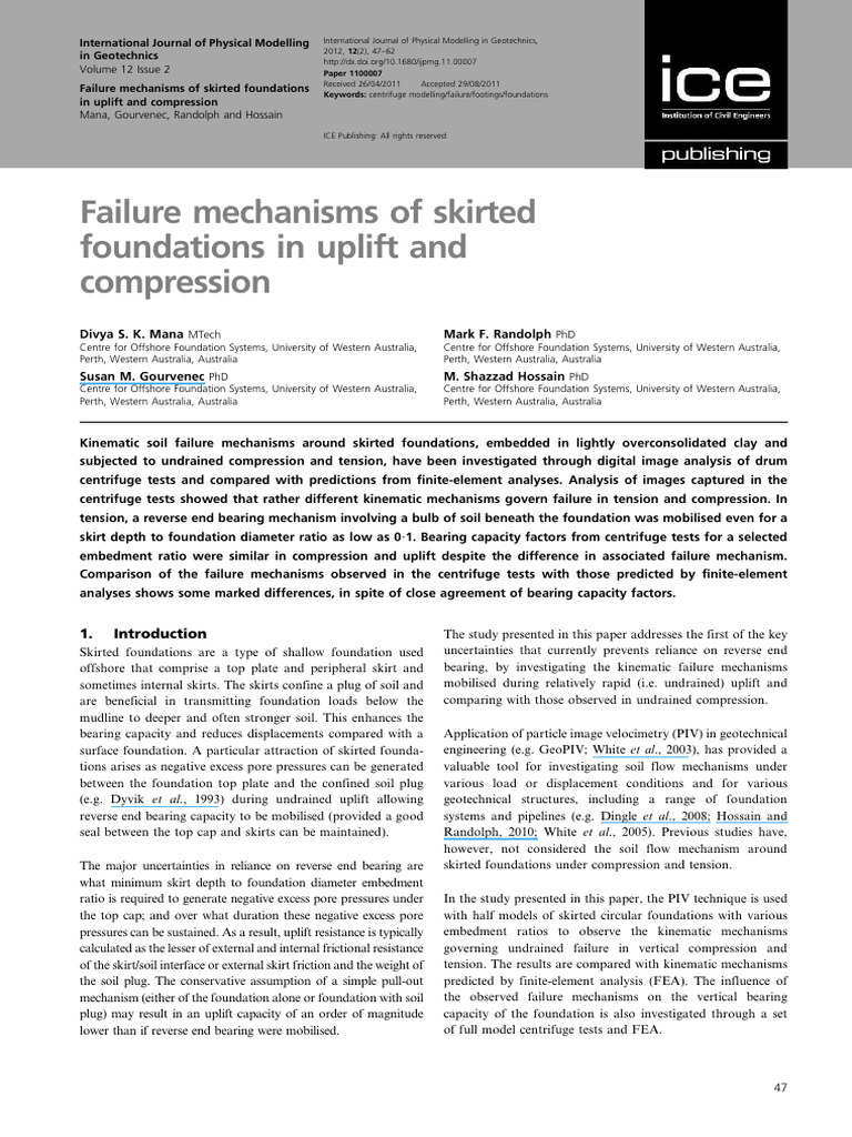 Failure Mechanisms of Skirted Foundation | PDF