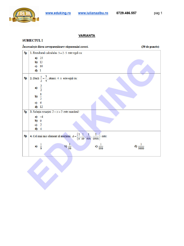 Varianta CLS 8-17.06.24 | PDF