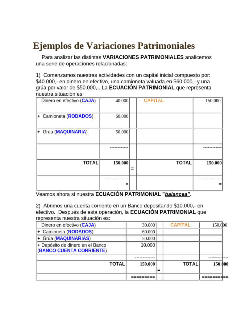 Ejemplos de Variaciones Patrimoniales | PDF