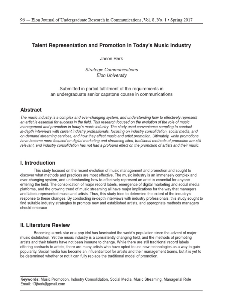 Talent Representation and Promotion in Today's Music Industry | PDF
