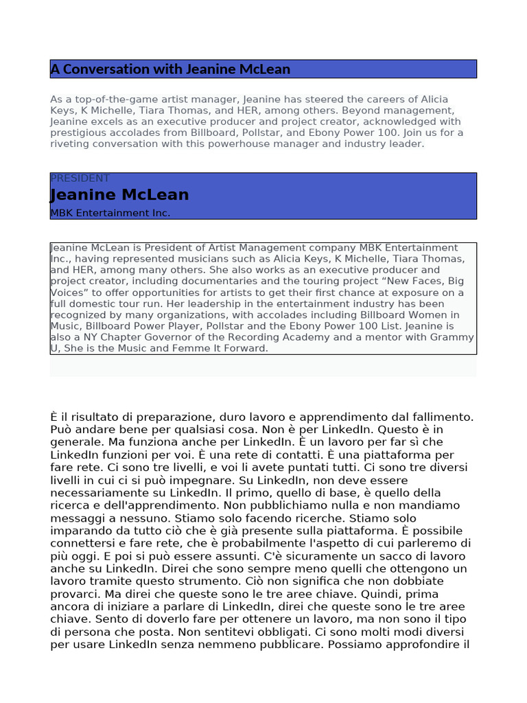 A Conversation With Jeanine McLean | PDF