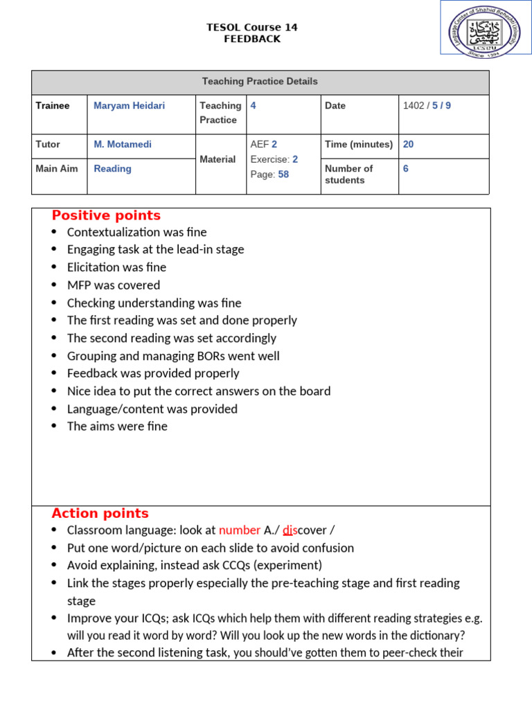 D-TP4-WRITTEN FEEDBACK-Maryam | PDF