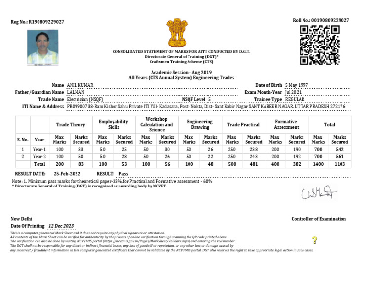ConsolidatedMarksheet R190809229027 | PDF