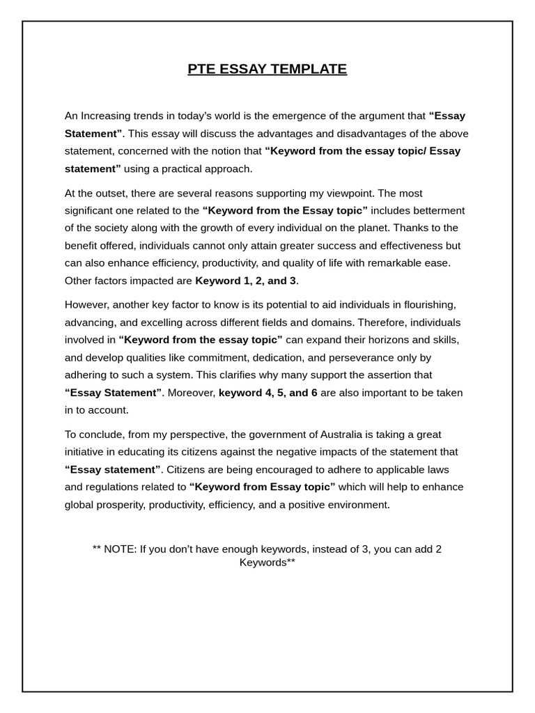 Pte Essay Template | PDF