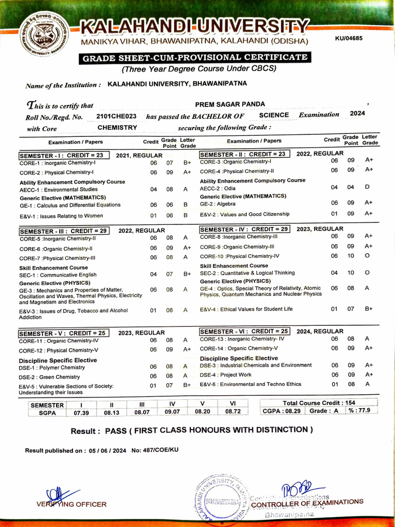 +3 Marksheet | PDF