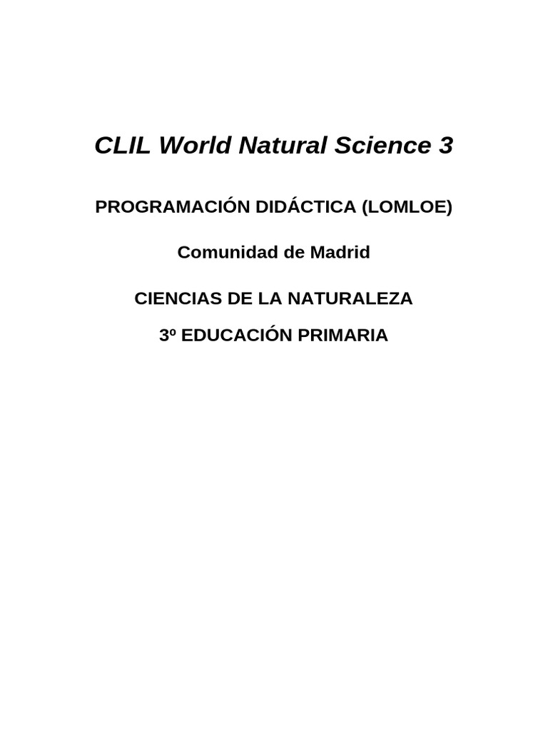 General Programacion Madrid | PDF | Plan de estudios | Educación primaria