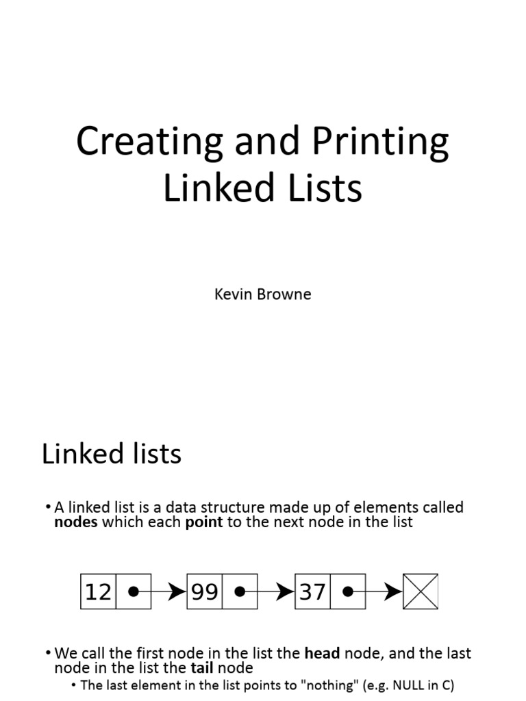 Creating and Printing Linked Lists | PDF