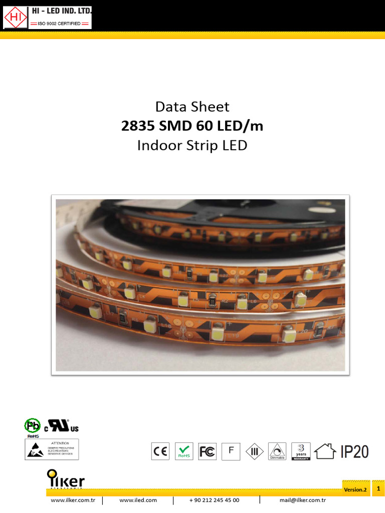 2835 SMD 60 LED/m: Data Sheet Indoor Strip LED | PDF