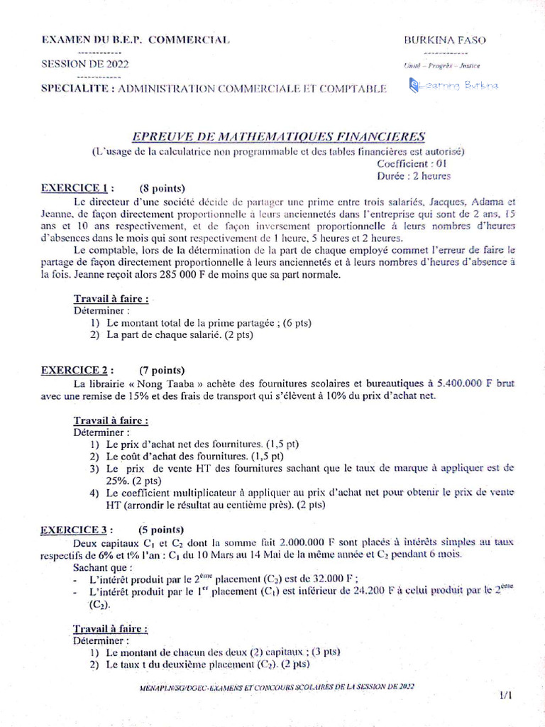 BEP2022 Maths Fin | PDF