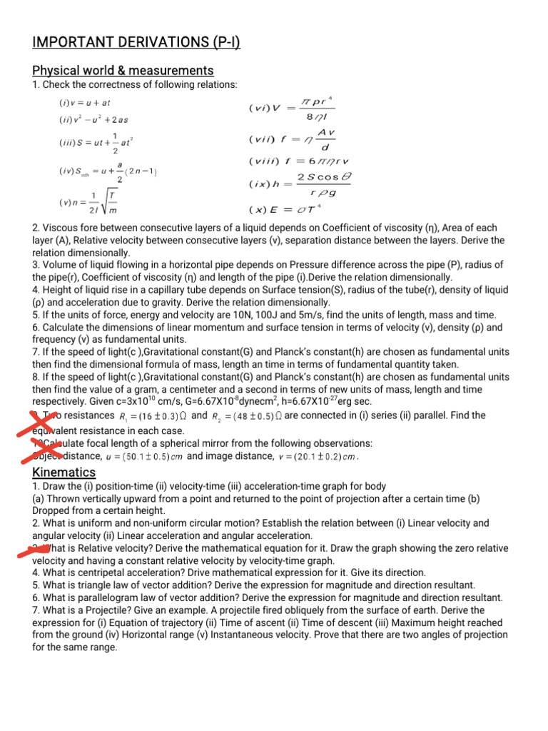 Important Derivations-P1 | PDF