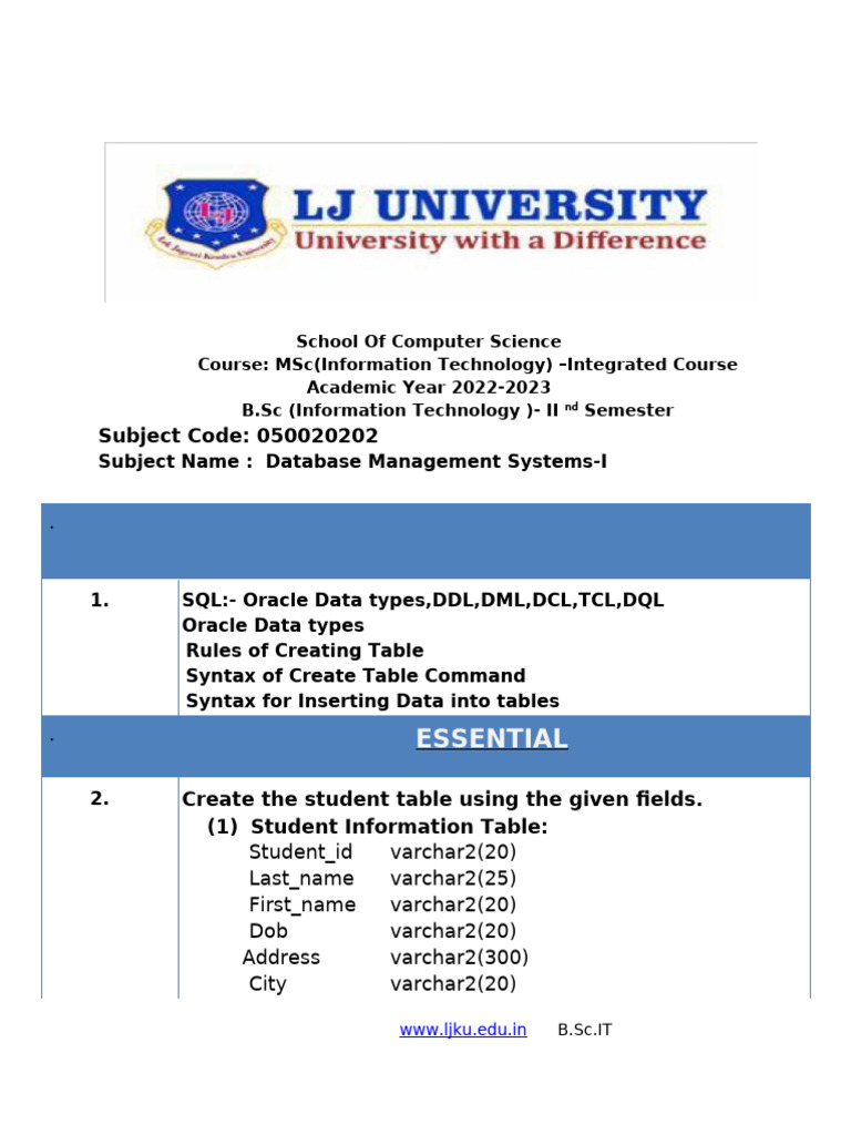 DBMS_I_PRACTICAL_MSCIT_SEM_2_2023 | PDF