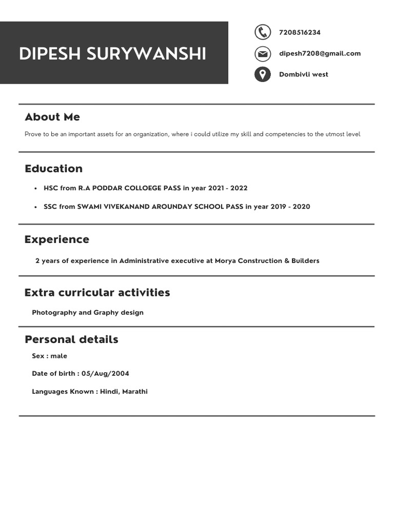 Dipesh Surywanshi Resume PDF | PDF