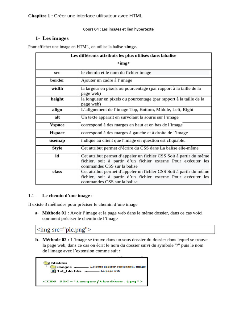 Chapitre1 HTML - Cours 04 | PDF