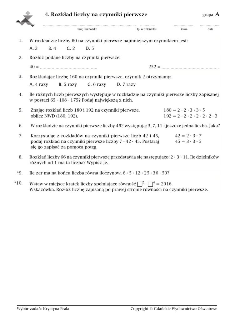 Rozkład Liczby Na Czynniki Pierwsze | PDF