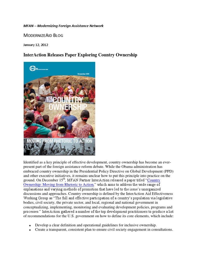 Country Ownership in Foreign Aid Reform | PDF | Social Science