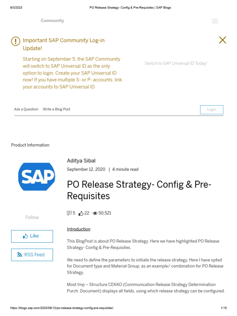 PO Release Strategy - Config & Pre-Requisites - SAP Blogs | PDF