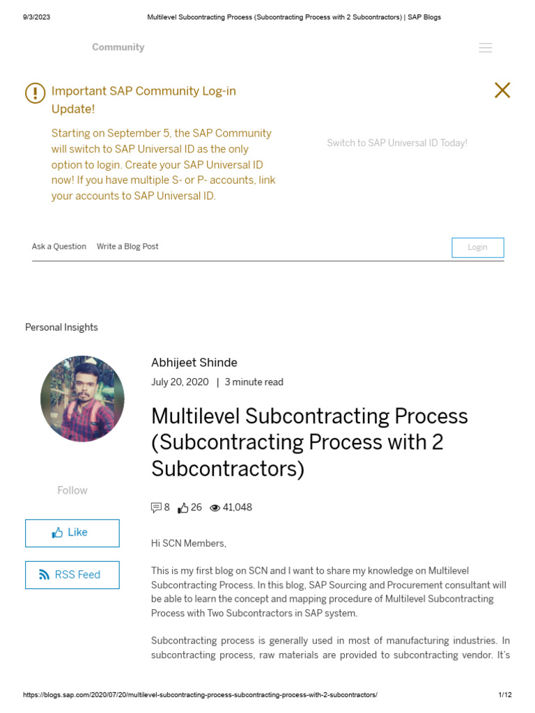 Multilevel Subcontracting Process (Subcontracting Process With 2 Subcontractors) - SAP Blogs | PDF