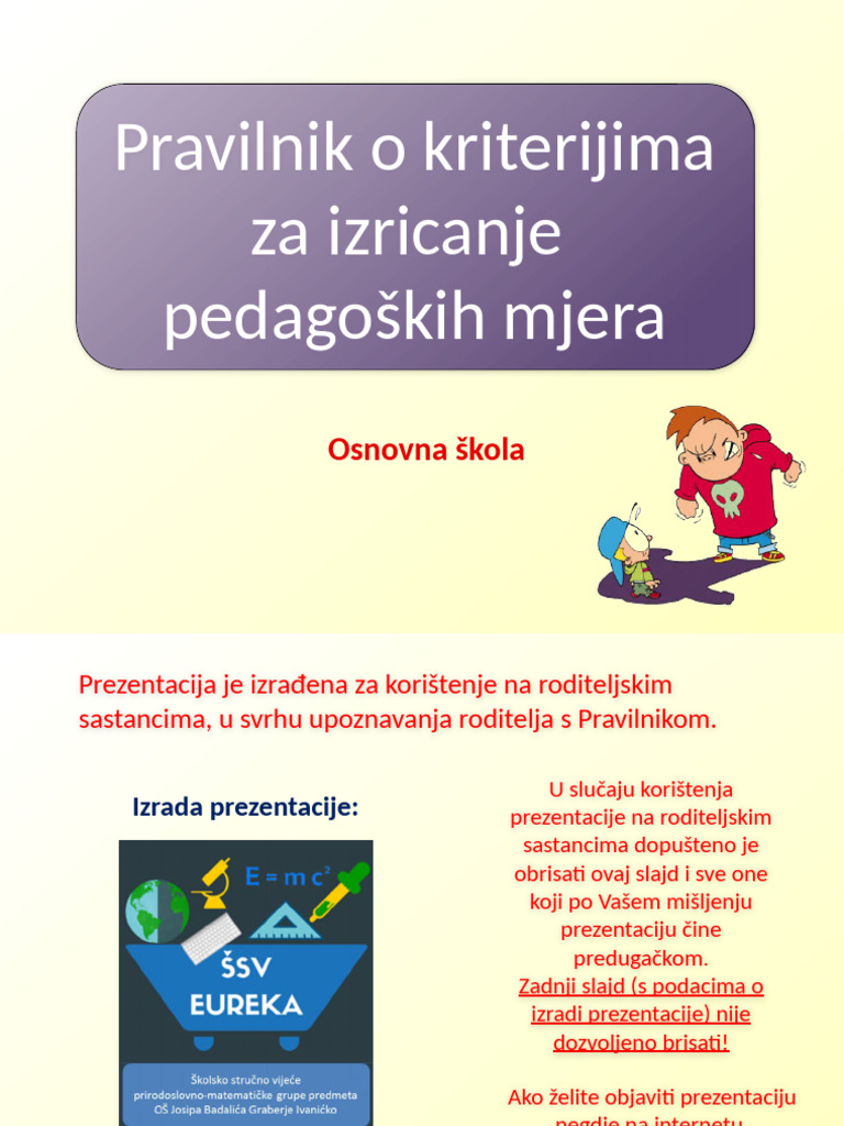 Pravilnik o Kriterijima Za Izricanje Pedagoskih Mjera | PDF