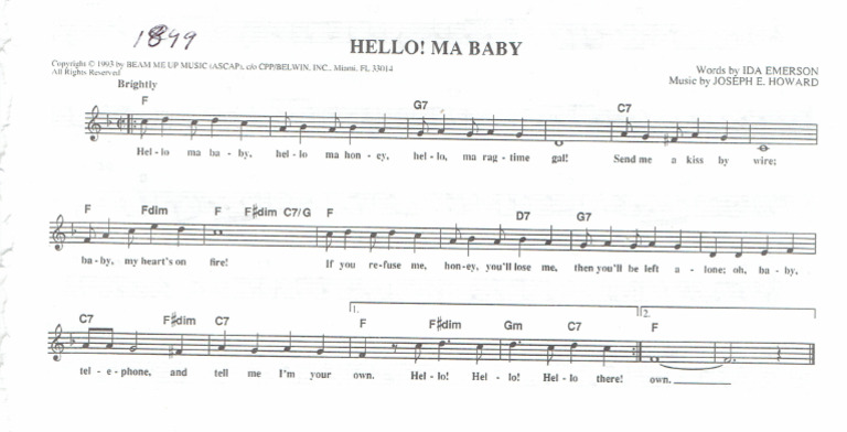 Hello Ma Baby (Lead Sheet) | PDF
