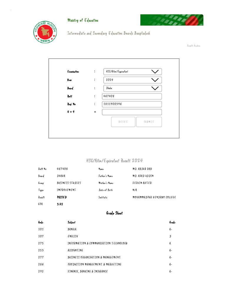 Education Board Bangladesh | PDF