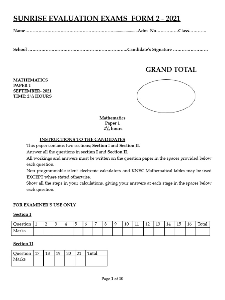 121 f2 Mathematics Qs | PDF