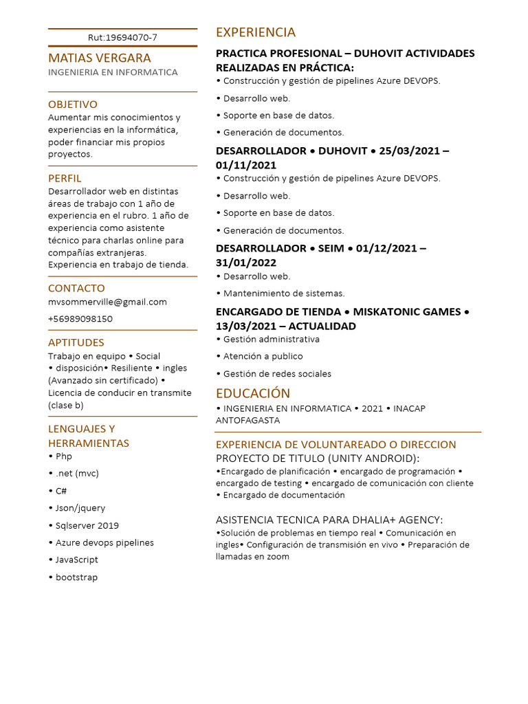 CV Matias Vergara | PDF