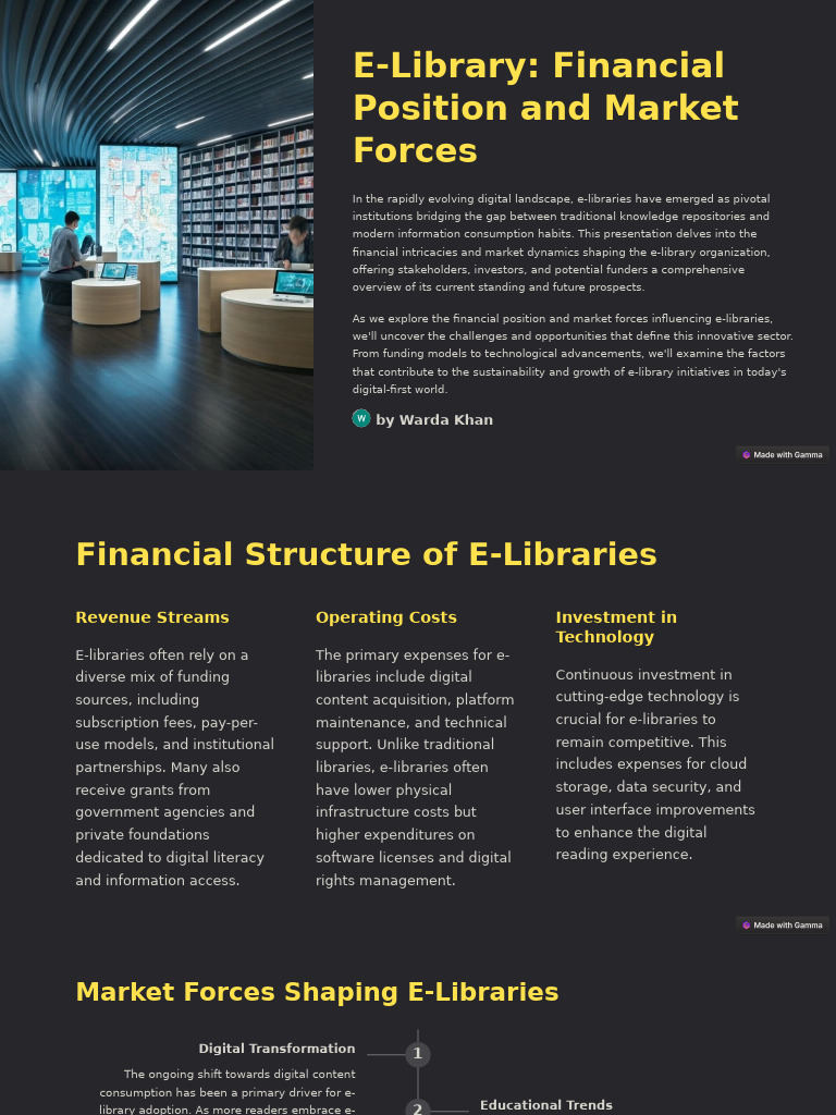 E Library Financial Position and Market Forces | PDF