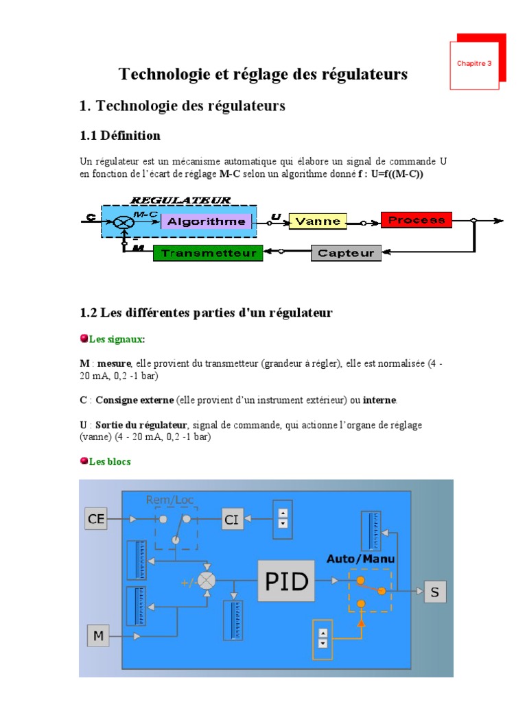 Technologie Et Reglage Des Regulateurs | Automation | Intégral