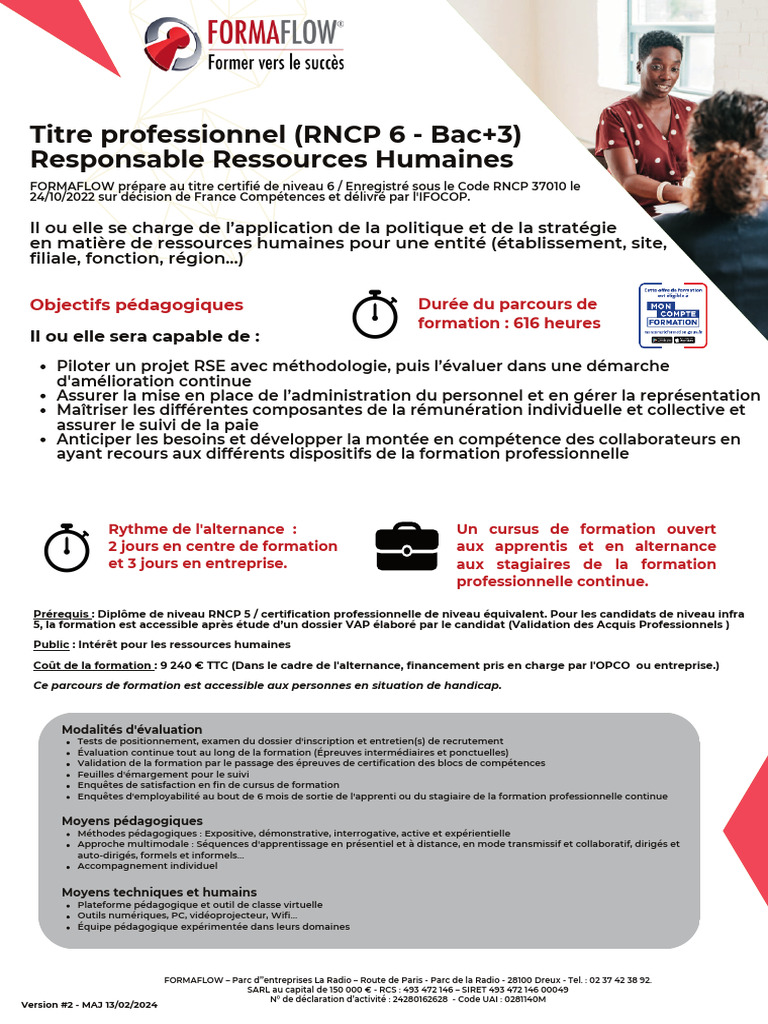TP RRH RNCP6 Formaflow 13022024 | PDF