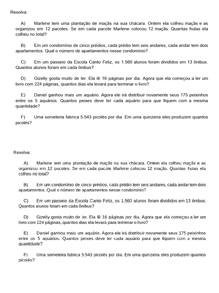 11 Cópias - Problemas Mat | PDF