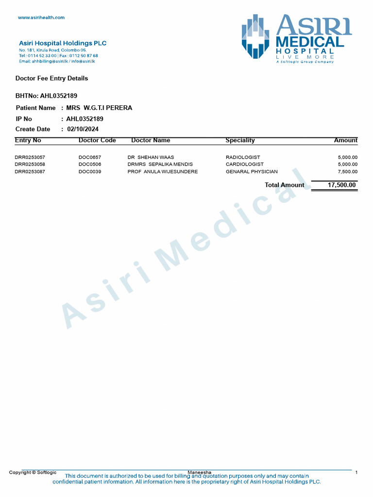 Bht 352189 Dr Fees | PDF