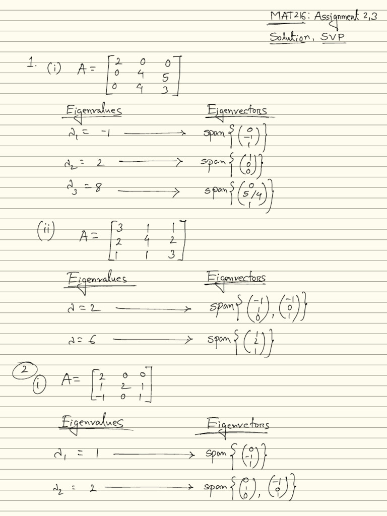 Solution Assignment3 MAT216 | PDF