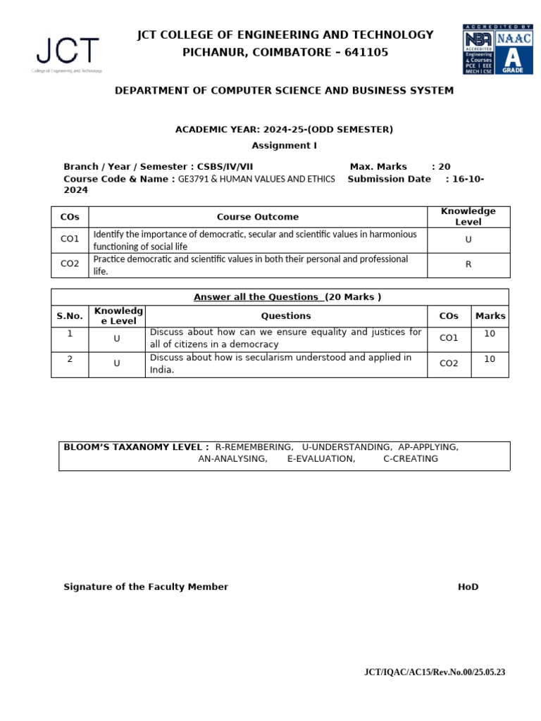 Assignment Question Paper 1 | PDF