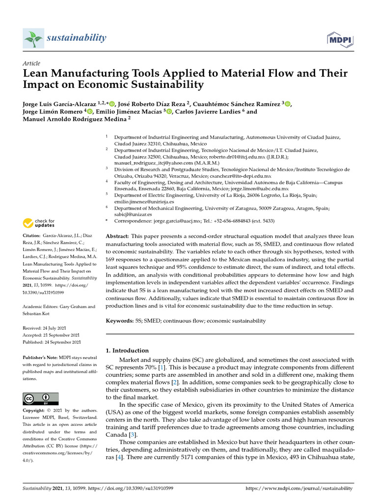 Lean Manufacturing Tools Applied To Material Flow and Their Impact On ...