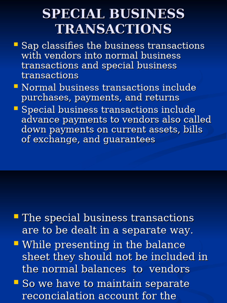 SPECIAL BUSINESS TRANSACTIONS | PDF