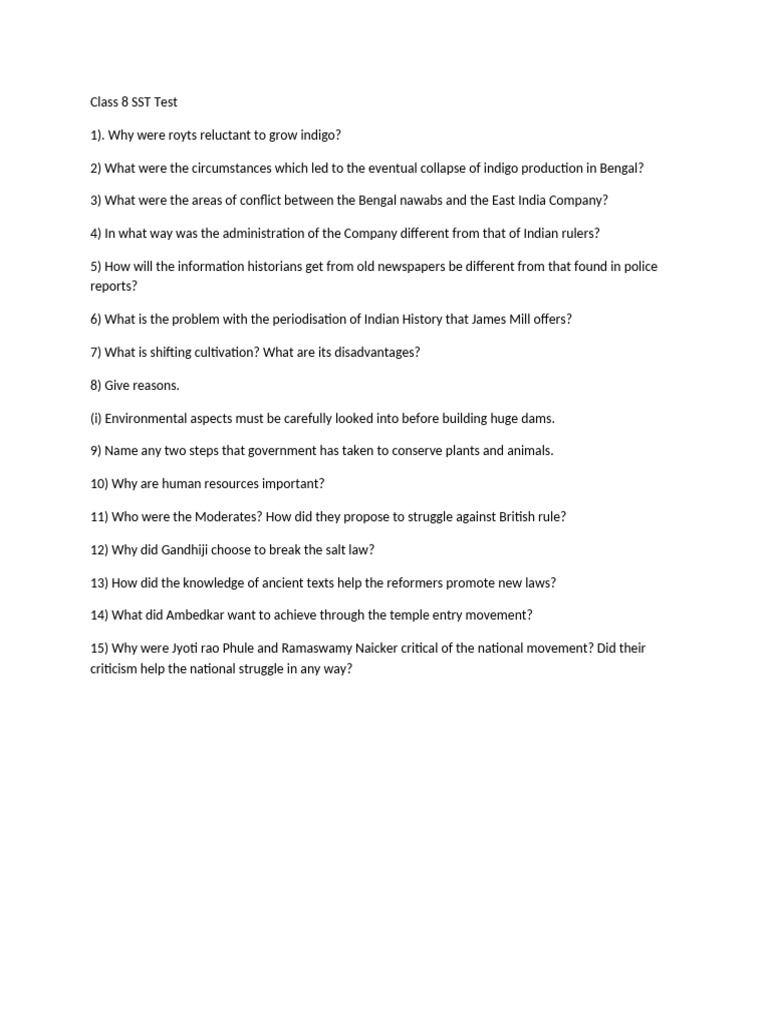 Class 8 SST Test | PDF