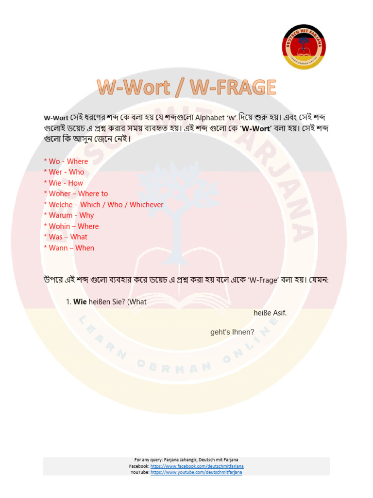 A1 W-Frage | PDF