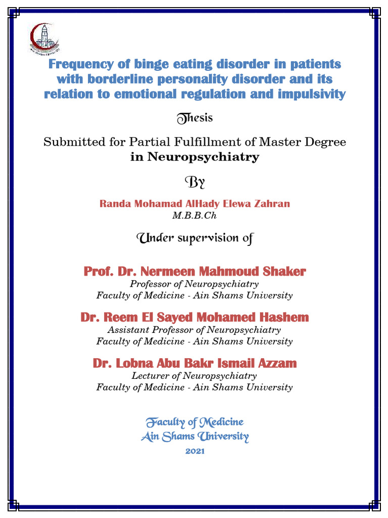 Frequency of Binge Eating Disorder in Patients With Borderline ...