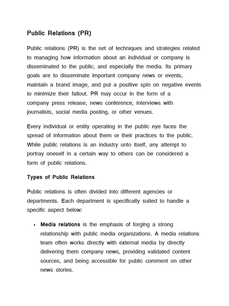 Public - Relations - Notes in English | PDF | Public Relations | Reputation
