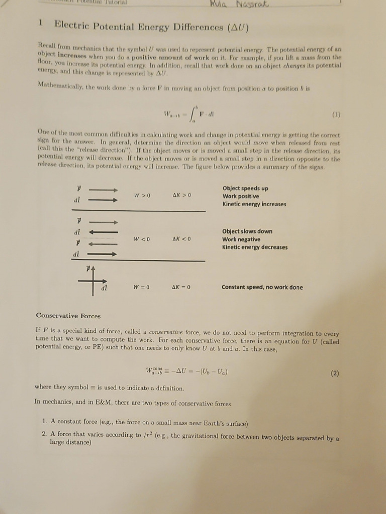 Potential and Potential Energy | PDF