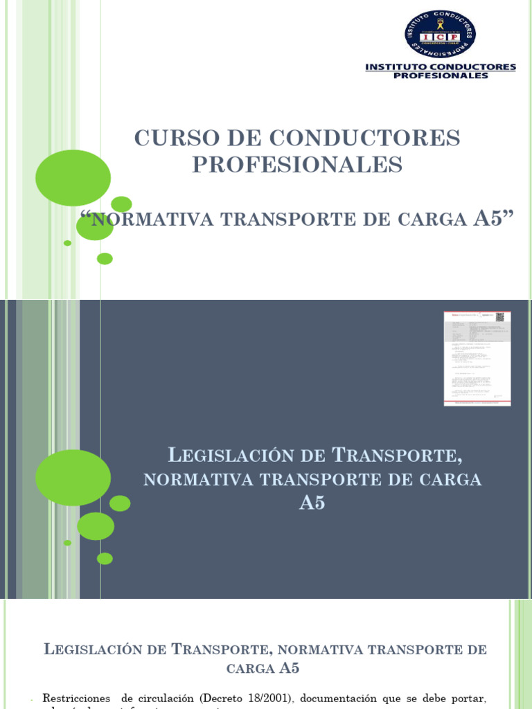 Manual - Legislación de Transporte A-5 - Normativa Específica A-5 | PDF