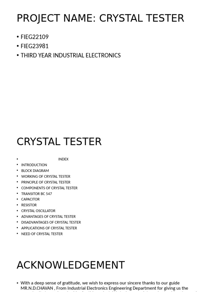 Project Crystal Tester | PDF