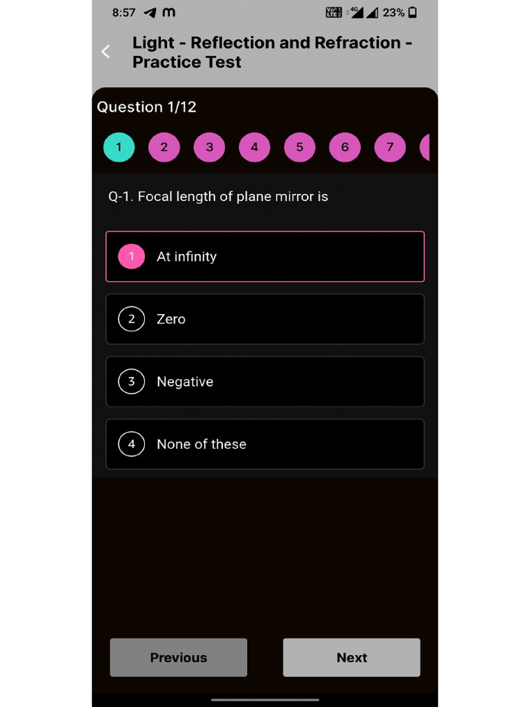Light Reflection and Refraction Practice Test PDF | PDF