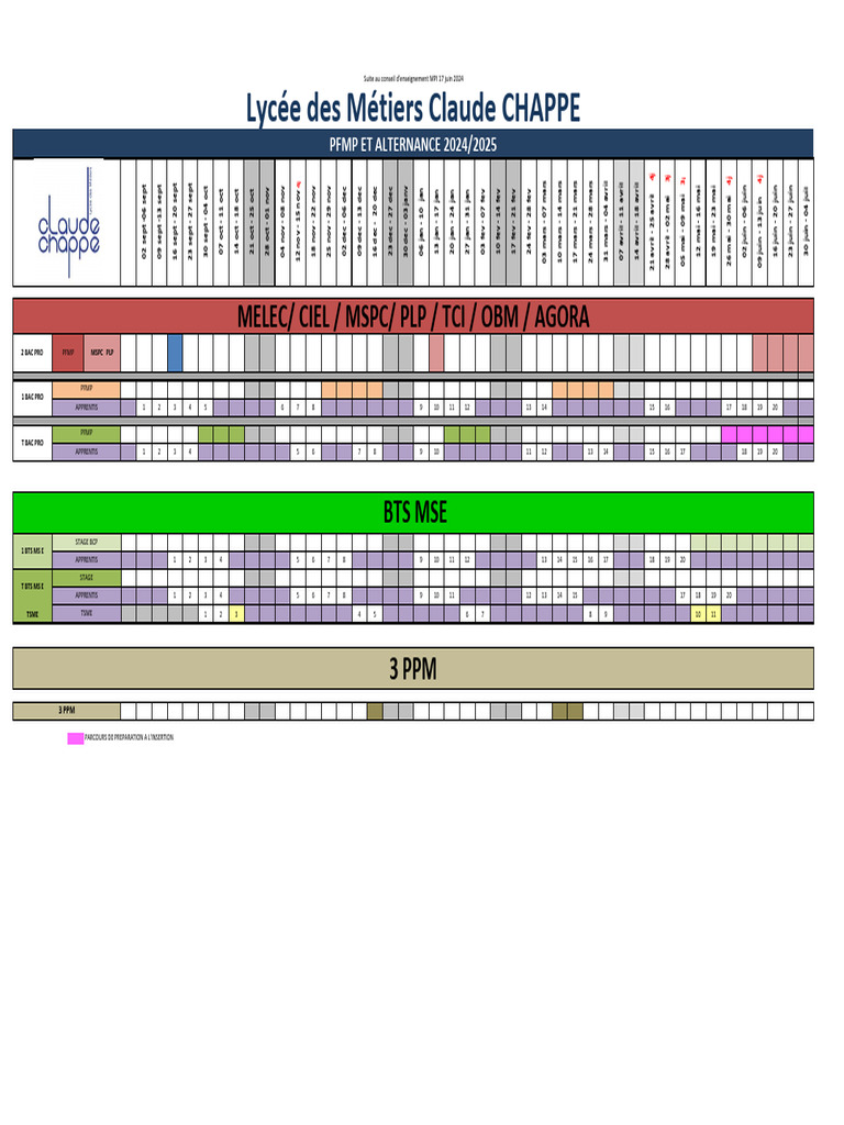 PFMP ET ALTERNANCE 2024 2025 Claude Chappe | PDF