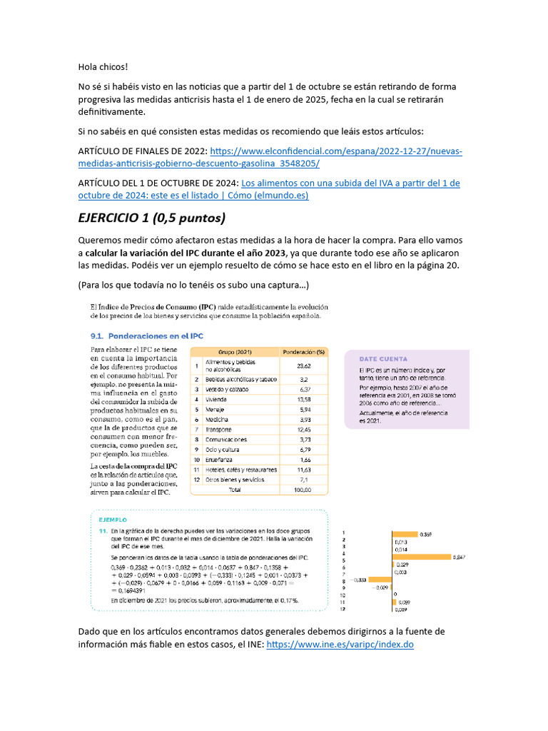 Práctica Números Índice | PDF