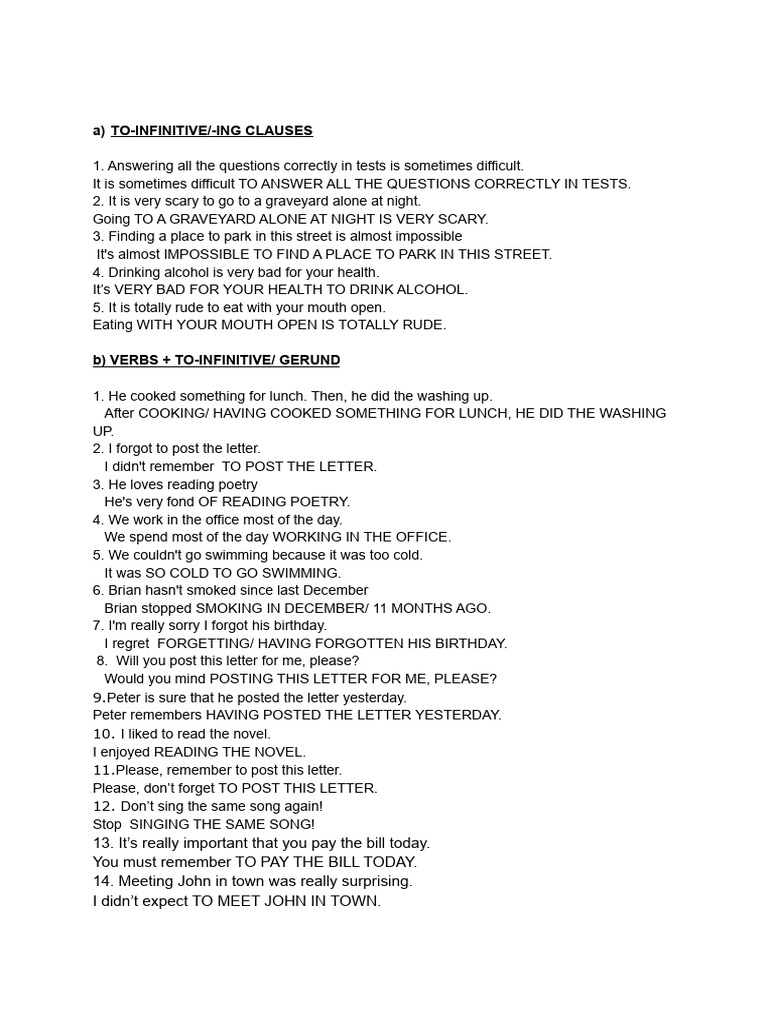 Rephrasing Gerunds and Infinitives - Key | PDF | Language Arts & Discipline | Self-Improvement