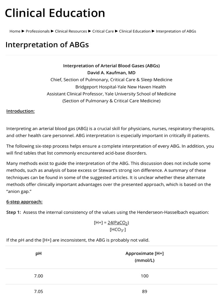 Clinical Education: Interpretation of Abgs | PDF
