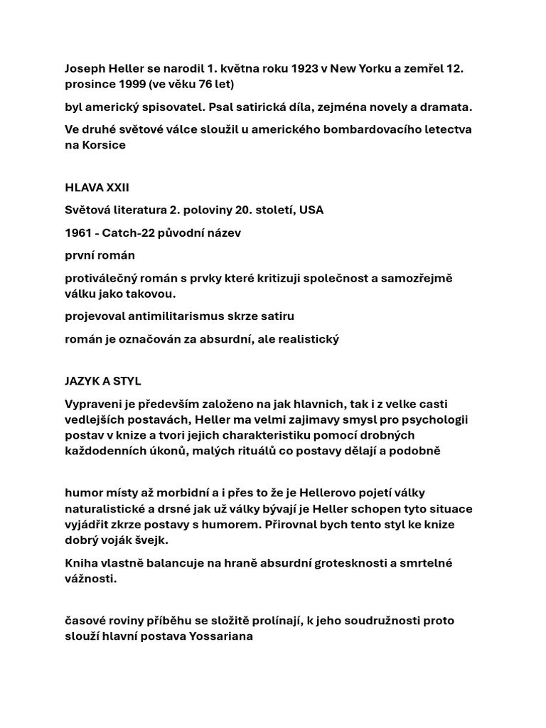 Joseph Heller Se Narodil 1 | PDF