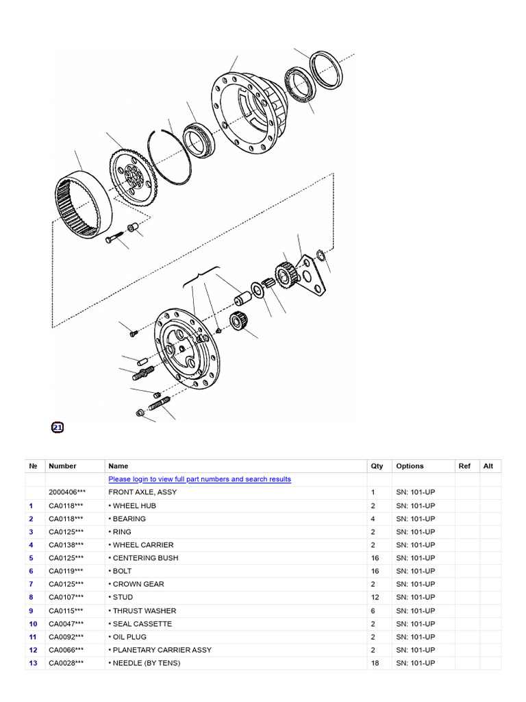 WB140-2 S - N 140F10001-Up - FRONT AXLE (4WD) (6 - 6) | PDF